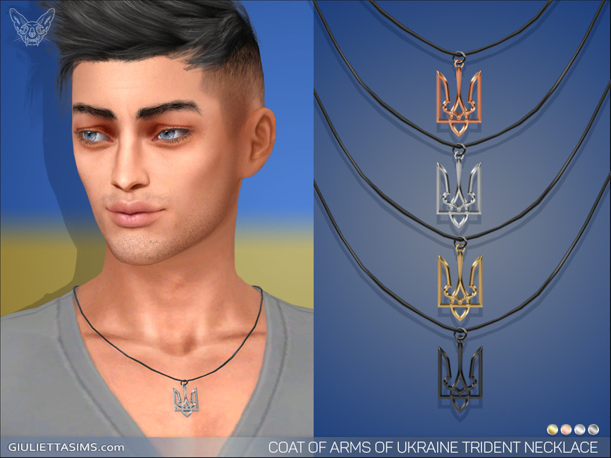 The Sims Resource - Coat Of Arms Of Ukraine Trident Necklace (male body ...