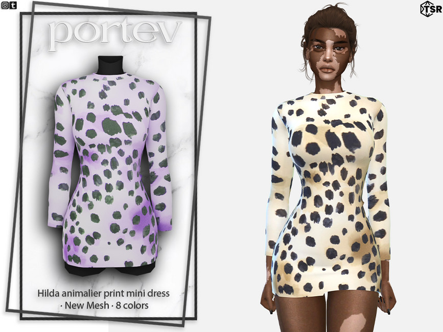 The Sims Resource - Hilda animalier print mini dress