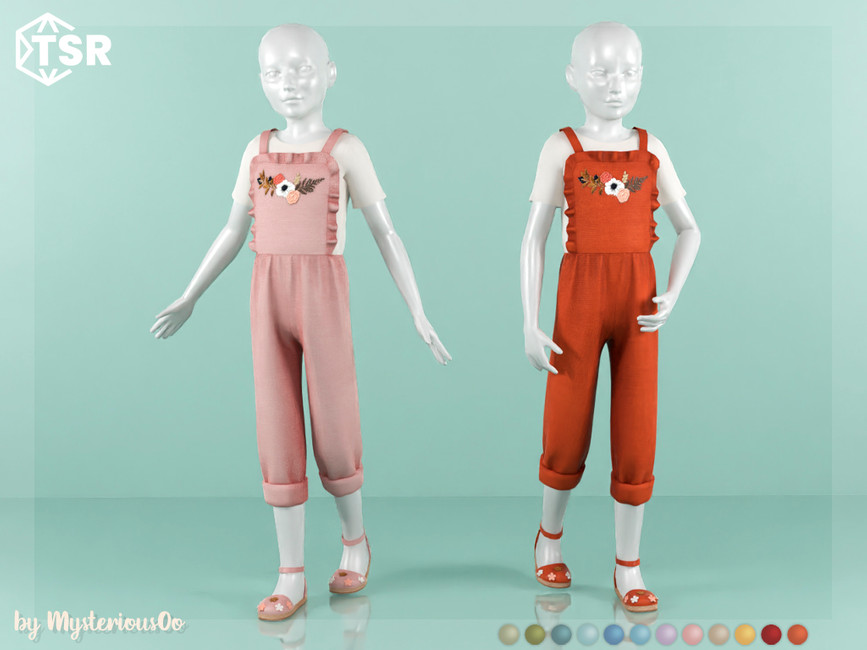 The Sims Resource - White T-shirt and embroidered overalls