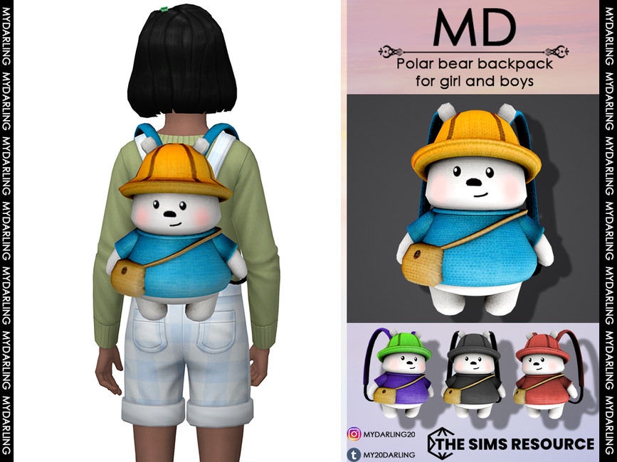 The Sims Resource - Polar bear backpack Child