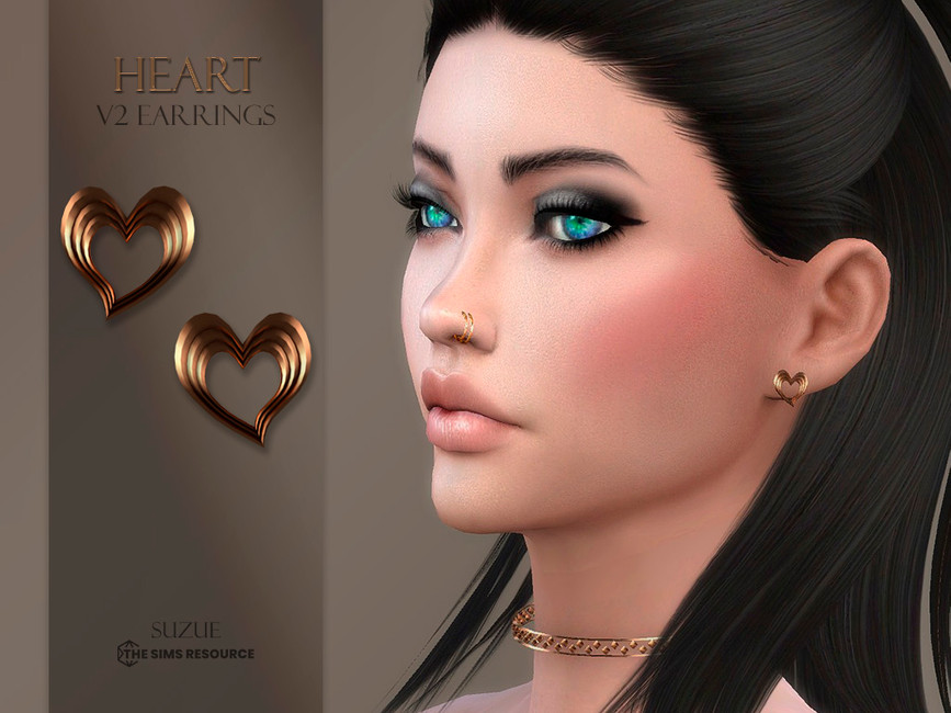 The Sims Resource - Heart V2 Earrings