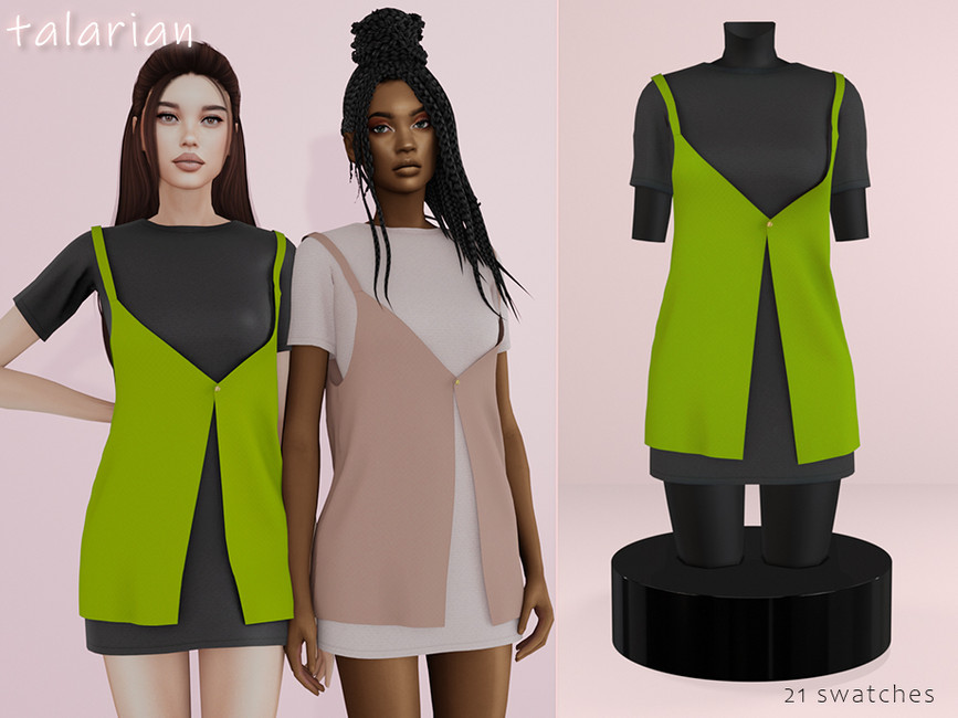 The Sims Resource - Audrey dress sleeveless vest