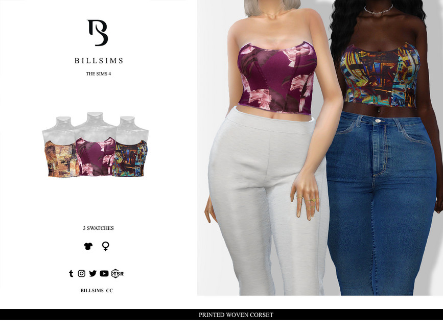The Sims Resource - Printed Woven Corset