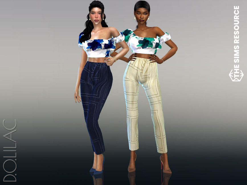 The Sims Resource - Monogram Trousers DO570