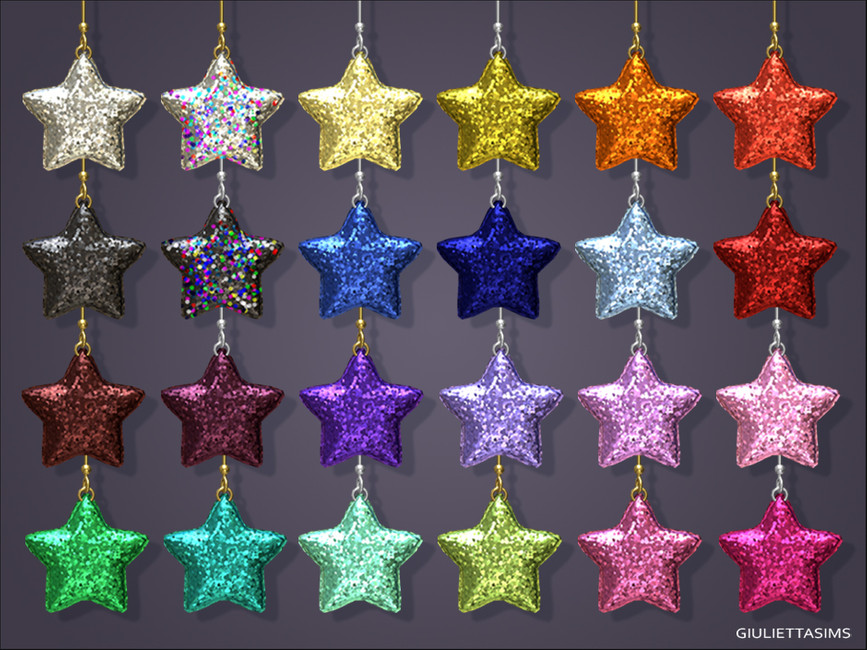 The Sims Resource - Glitter Star Earrings For Kids