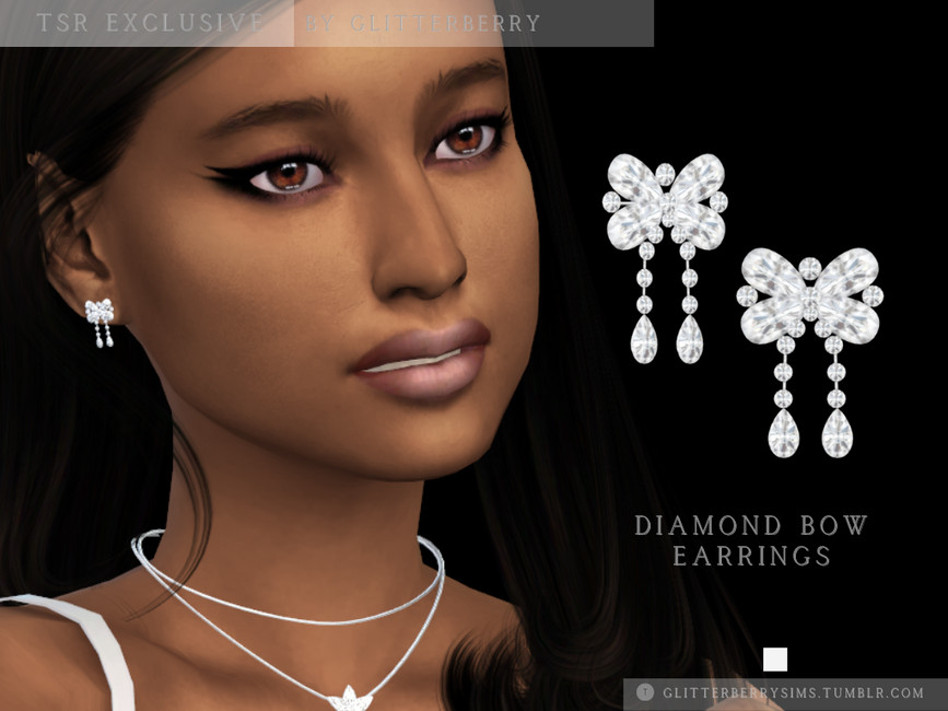The Sims Resource - Diamond Bow Earrings