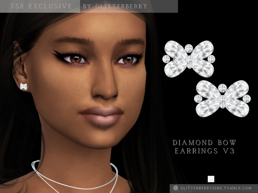 The Sims Resource - Diamond Bow Earrings v3