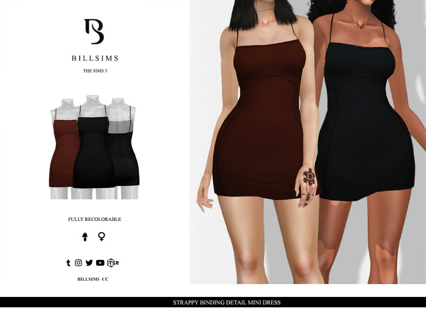 The Sims Resource - Strappy Binding Detail Mini Dress