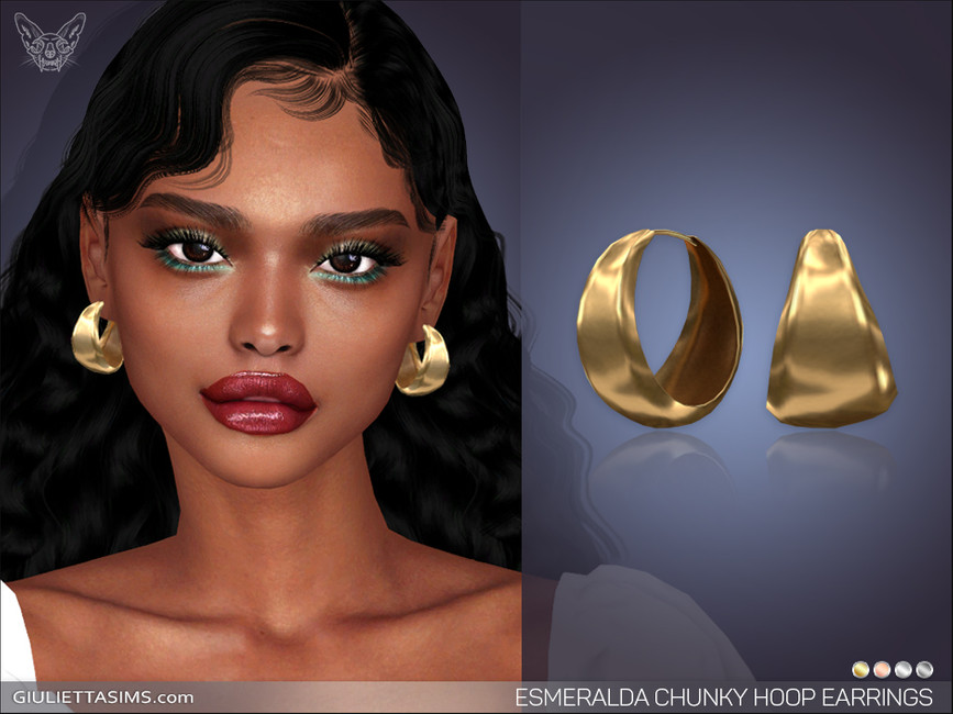 The Sims Resource - Esmeralda Chunky Hoop Earrings