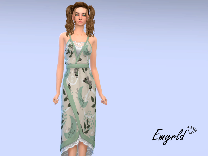 The Sims Resource - Green Moon and Moth Dress (requires Strangerville)