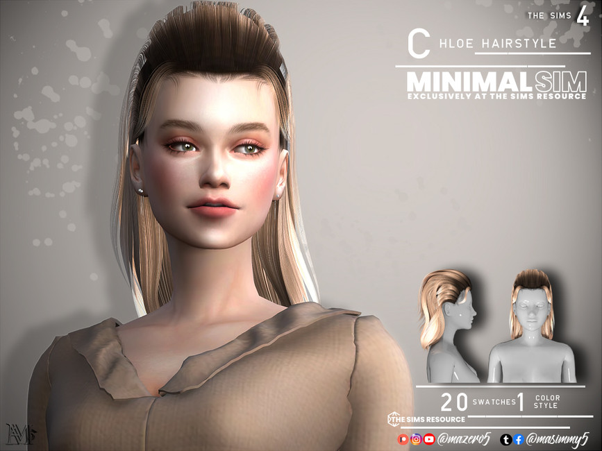 The Sims Resource - Minimal Sim Chloe Hairstyle