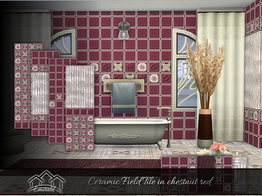 The Sims Resource - Ceramic Field Tile in chesnut red