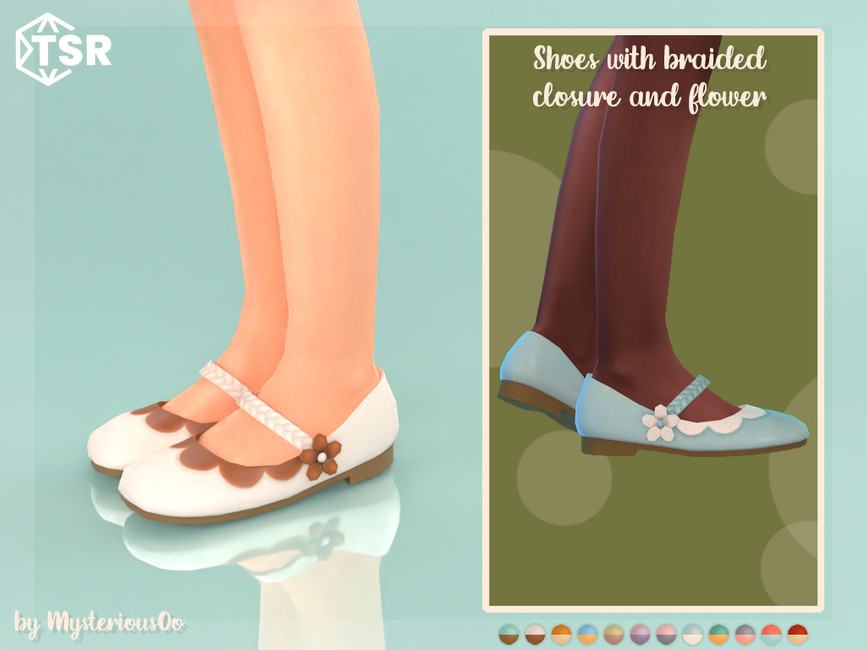 The Sims Resource - Shoes with braided closure and flower