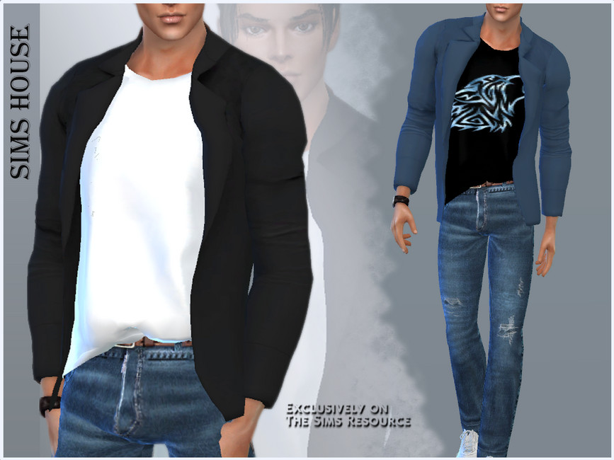 The Sims Resource - MEN'S JACKET WITH T-SHIRT
