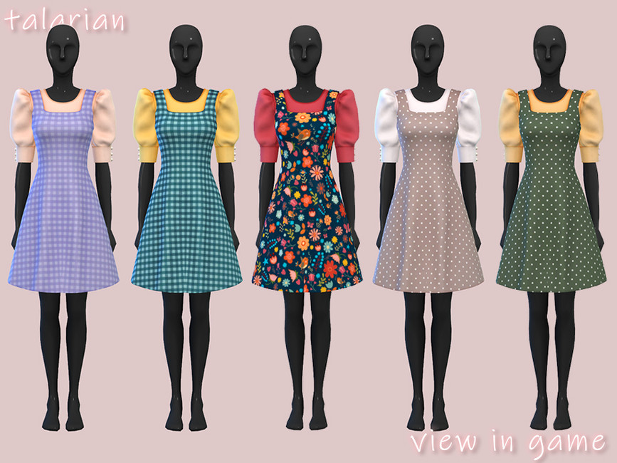 The Sims Resource - Natalia outfit sundress blouse with voluminous sleeves