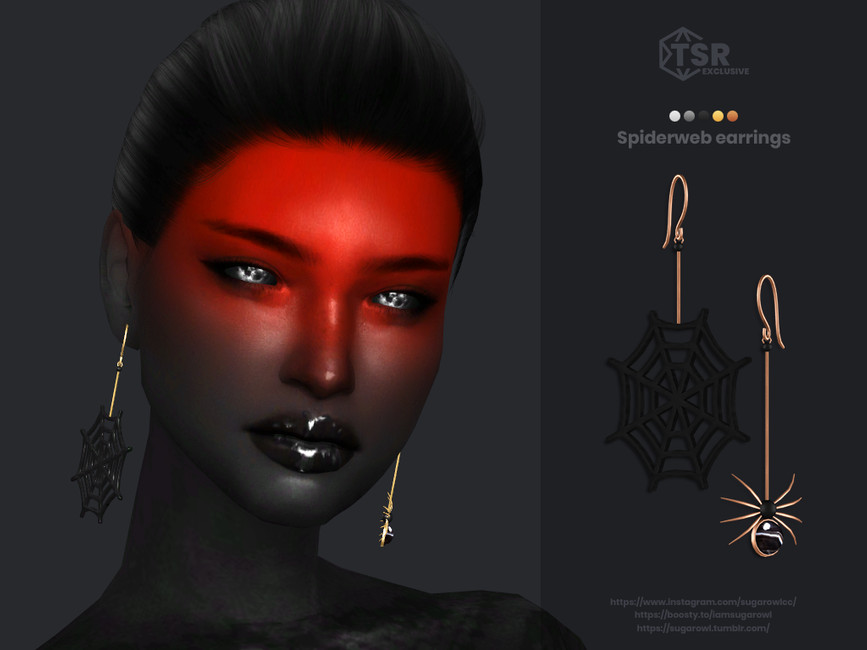 The Sims Resource - Spiderweb earrings | Simblreen 2022