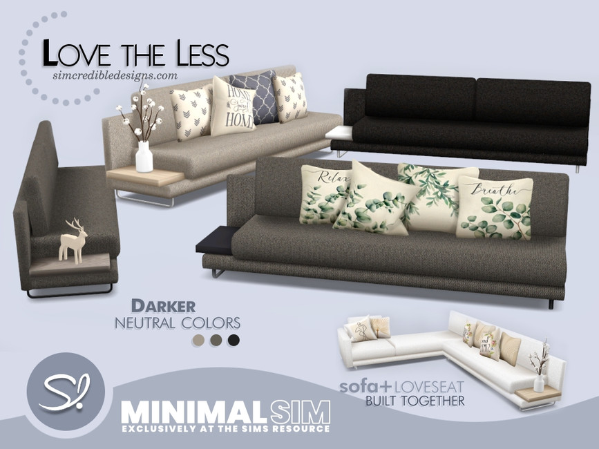 The Sims Resource - MinimalSIM Love the Less Living. Sofa Dark Colors