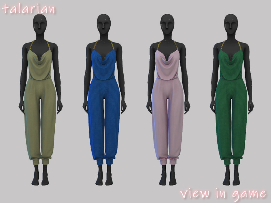 The Sims Resource - Caroline chain jumpsuit outfit