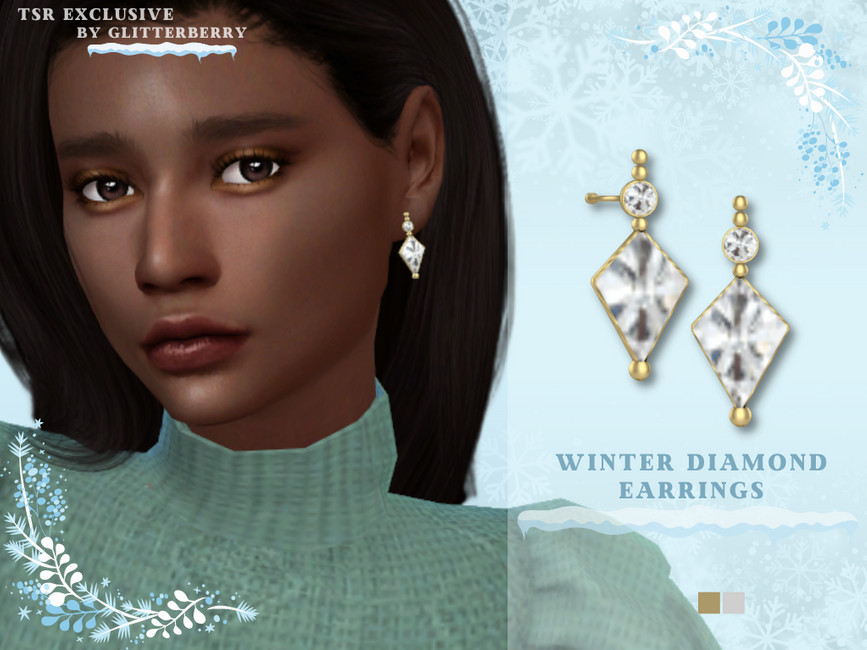 The Sims Resource - Winter Diamond Earrings