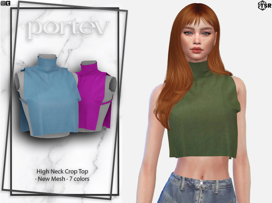 The Sims Resource - High Neck Crop Top