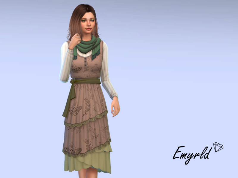 The Sims Resource | Fairycore Cold Weather Dress (requires Realms of Magic)