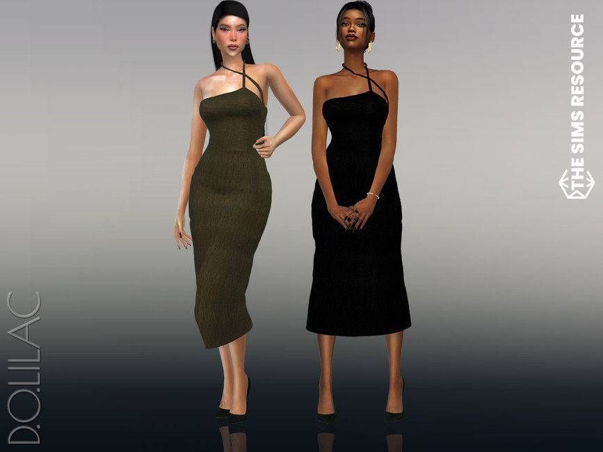The Sims Resource - Midi Halter Dress DO584