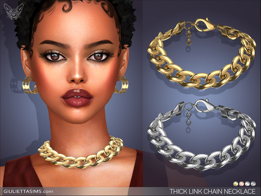 The Sims Resource - Thick Link Chain Necklace