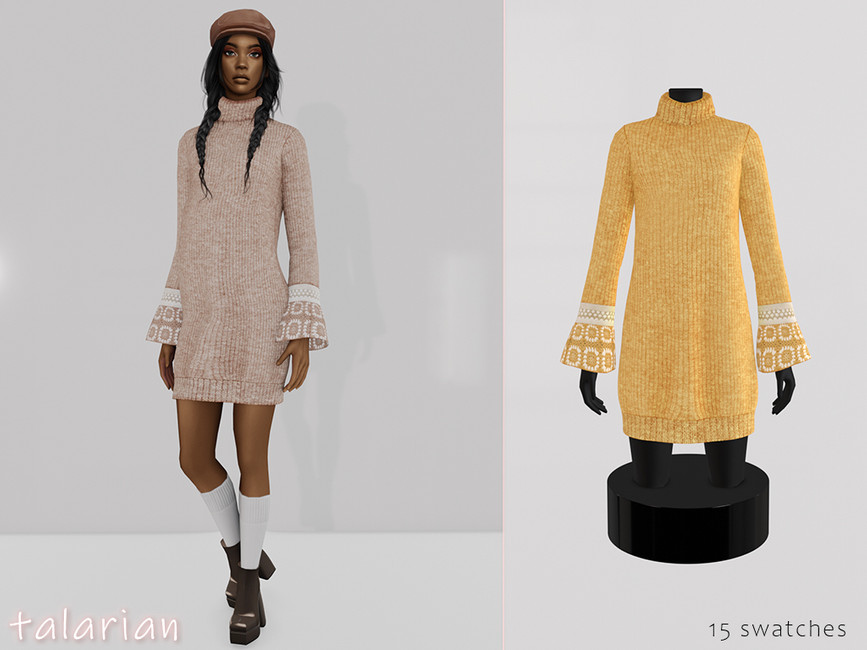 The Sims Resource - Emery Knit Turtleneck Sweater Dress