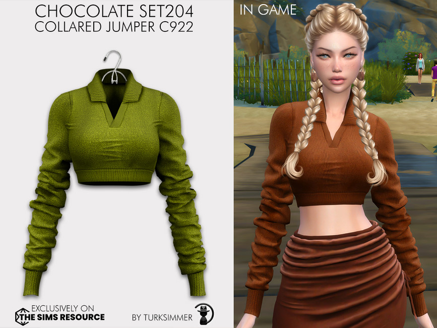 The Sims Resource - Chocolate SET204 - Collared Jumper C922