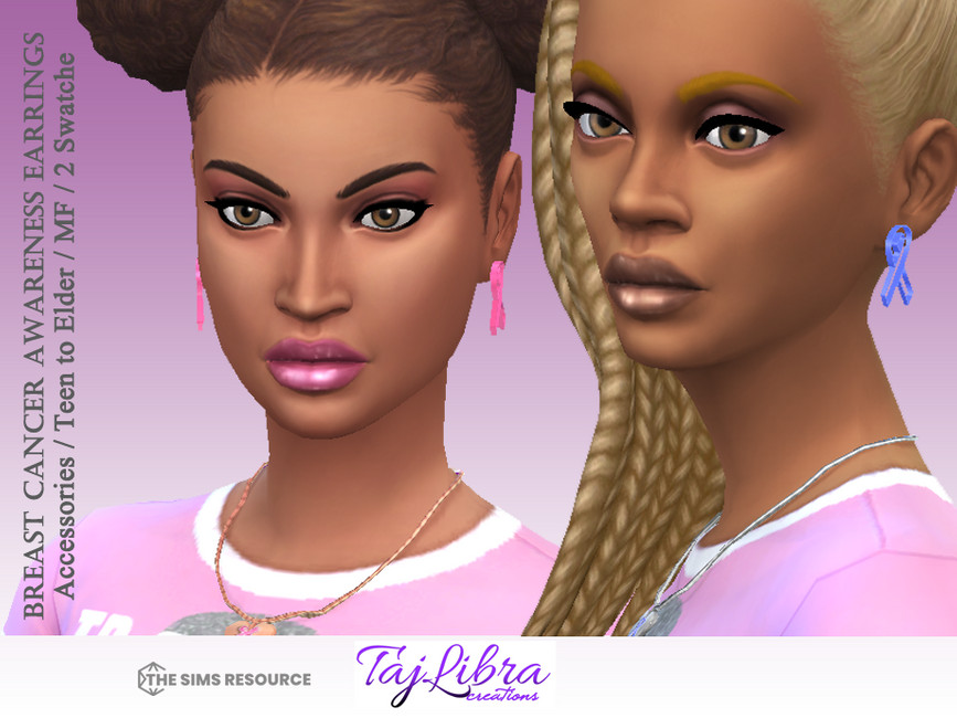 The Sims Resource - Breast Cancer Awareness Earrings