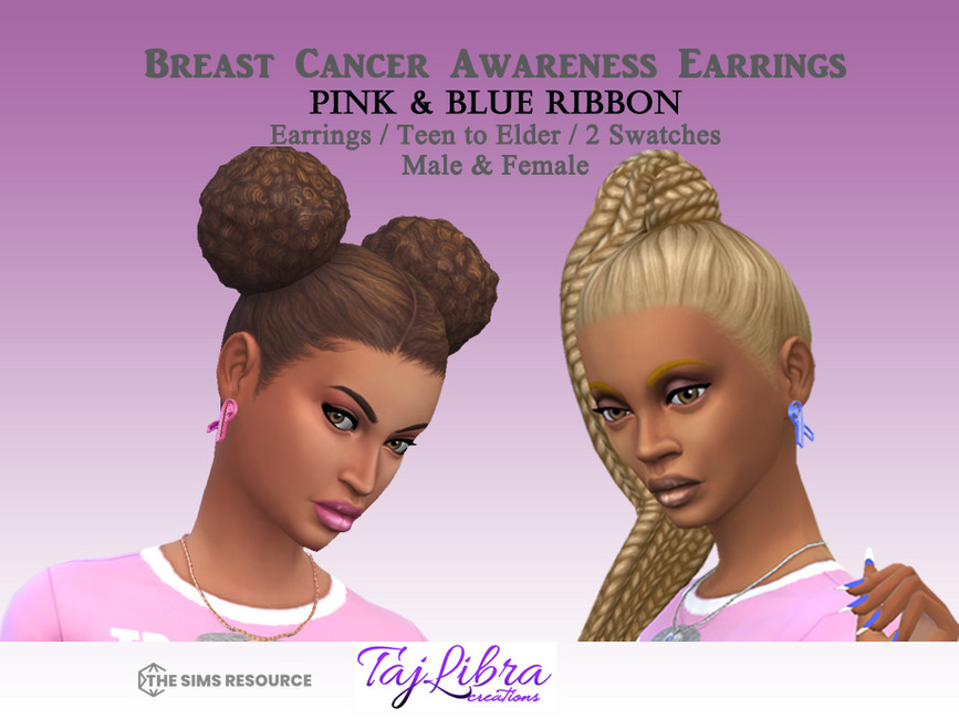 The Sims Resource - Breast Cancer Awareness Earrings