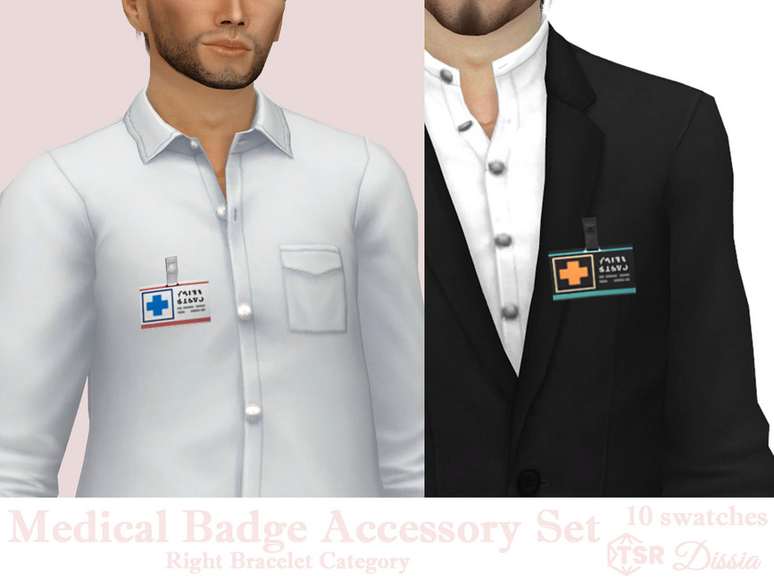 The Sims Resource - Medical Badge Male Accessory Set (Left and Right)