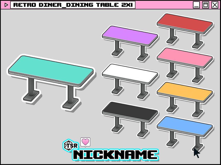 The Sims Resource - retro diner_dining table 2x1