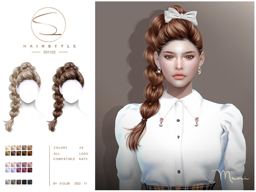 The Sims Resource - Long braid hair(Mani031122)