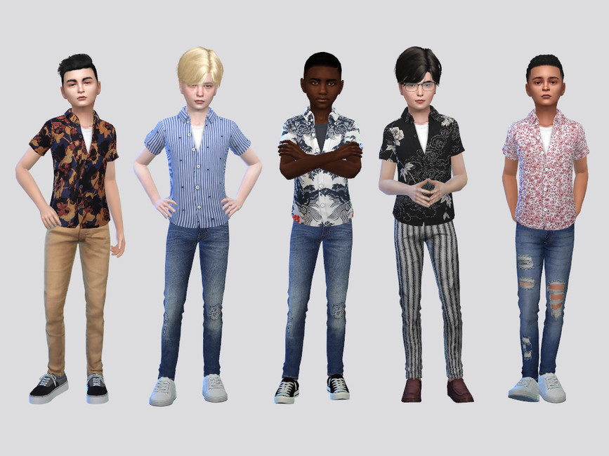 The Sims Resource - Aries Button Shirt Boys