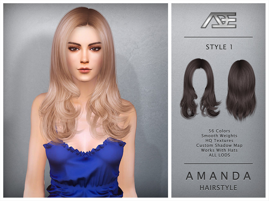 The Sims Resource - Amanda - Style 1 (Hairstyle)