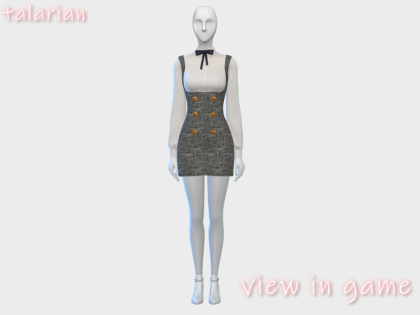 The Sims Resource - Vivian Tweed sundress with shirt and bow
