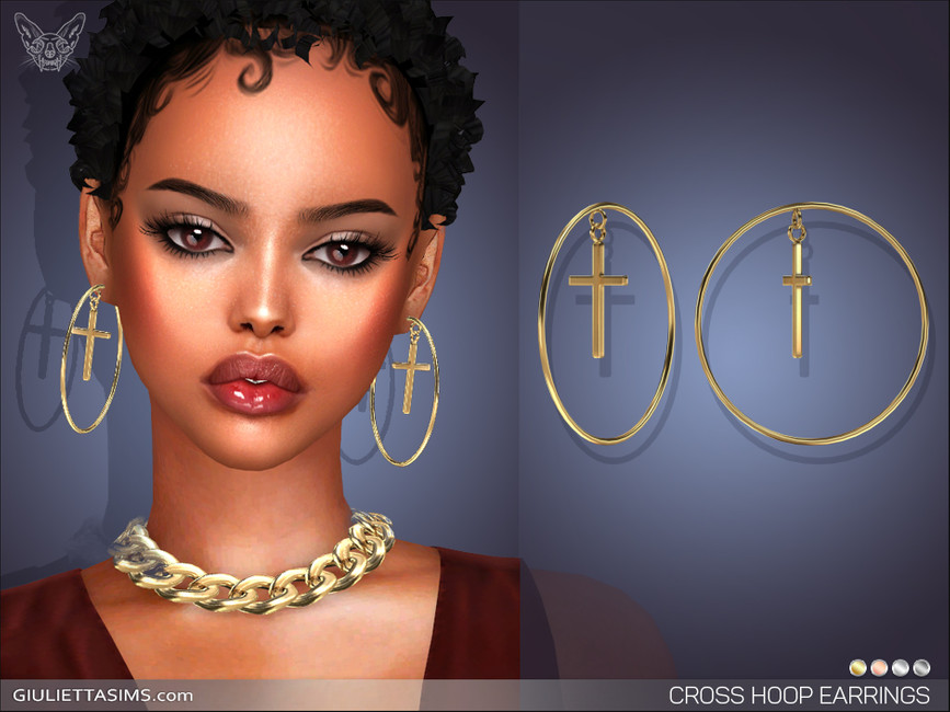 The Sims Resource - Cross Hoop Earrings