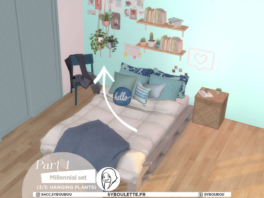 The Sims Resource - Patreon Release - Millennial bedroom (3/3: Hanging ...