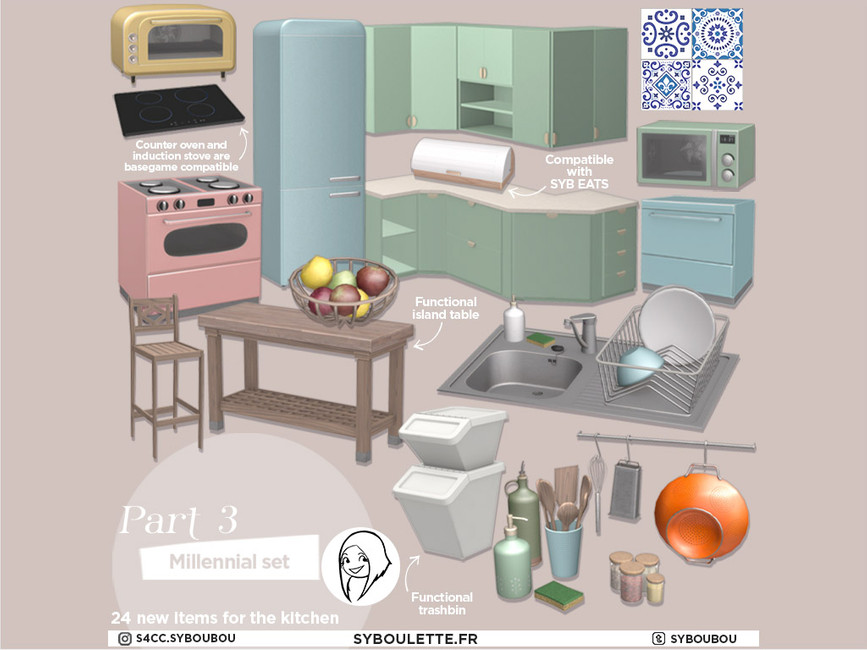 The Sims Resource - Patreon Release - Millennial Kitchen (1/3: Furnitures)