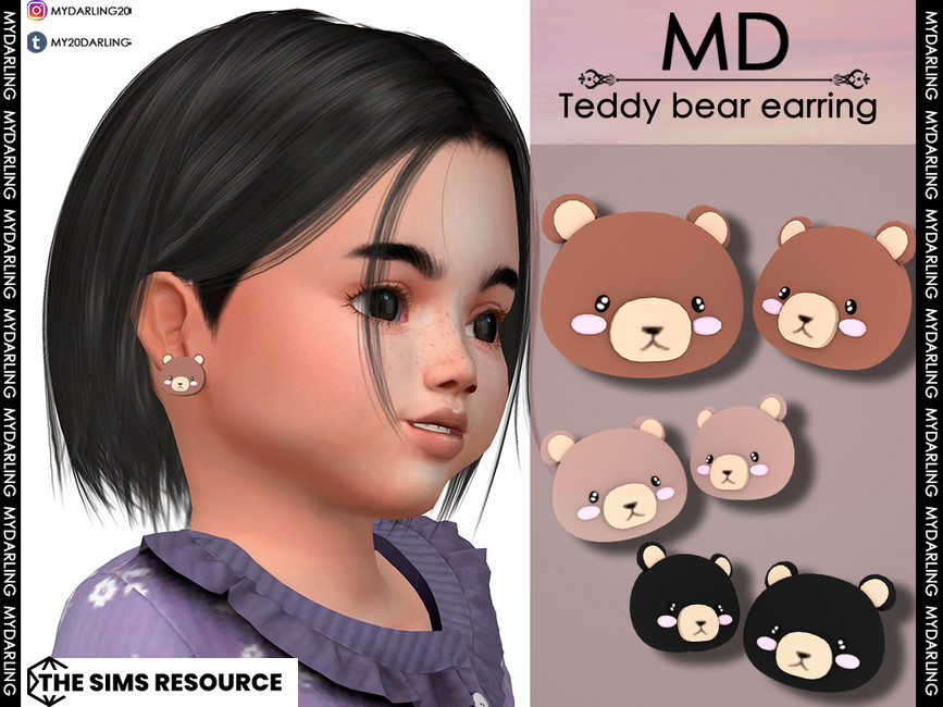 The Sims Resource - teddy bear earring Toddler