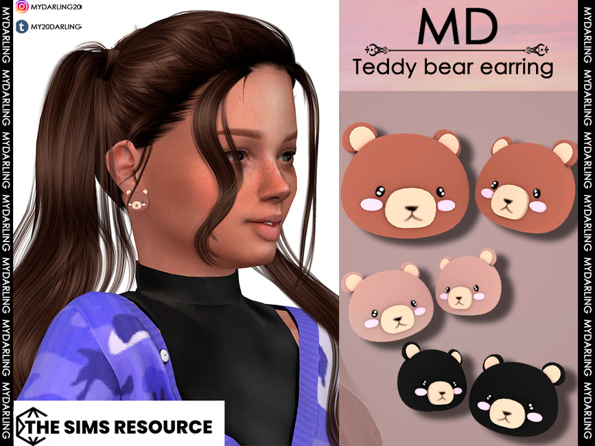 The Sims Resource - teddy bear earring Child