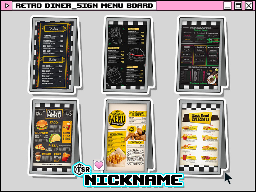 The Sims Resource - retro diner_sign menu board