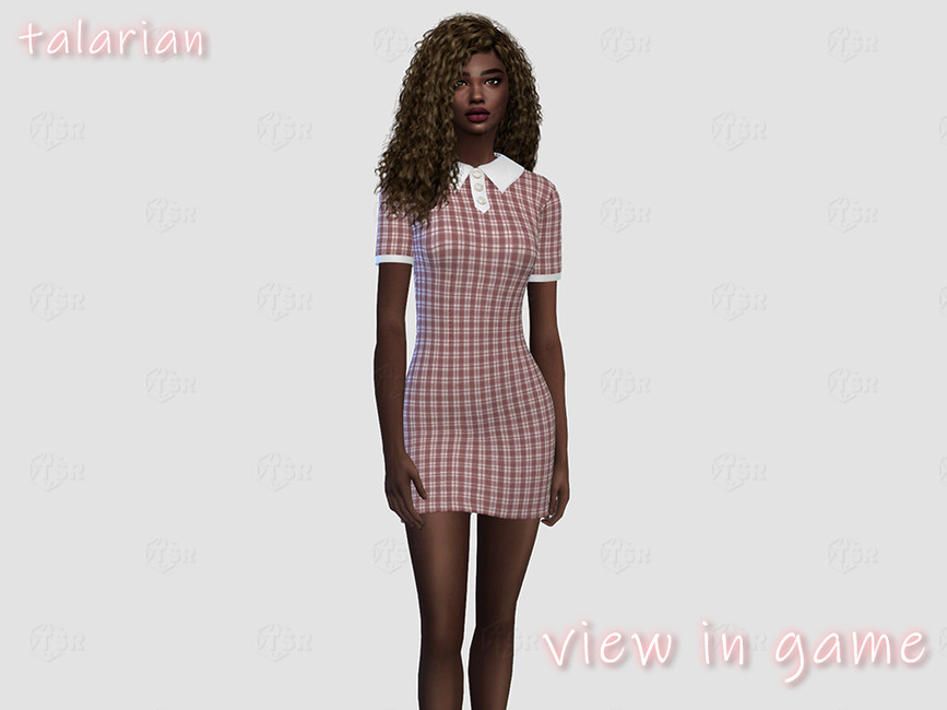 The Sims Resource - Maria Classic plaid dress with buttons