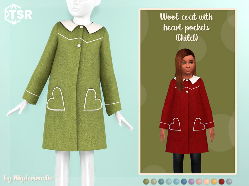 The Sims Resource - Wool coat with heart pockets Child