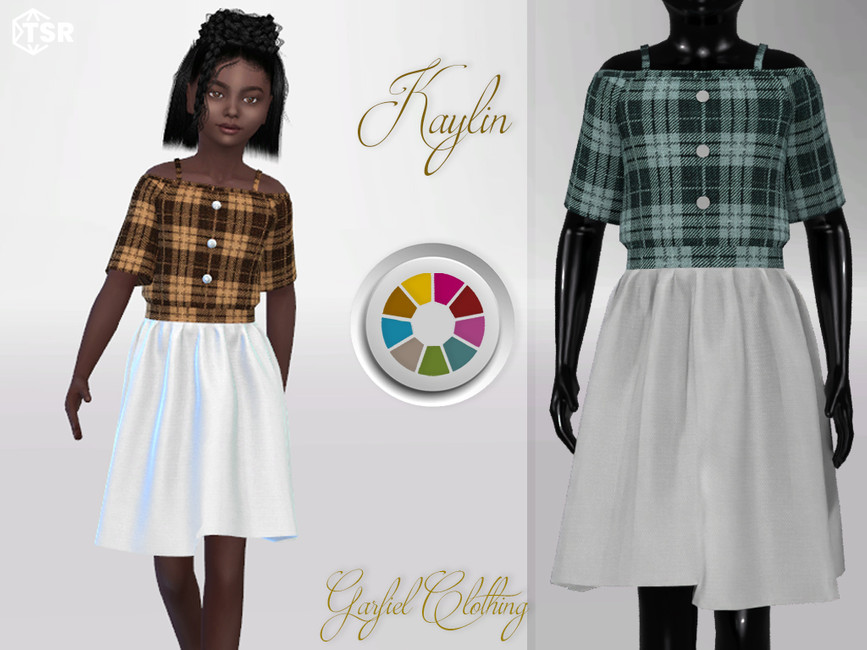The Sims Resource - Kaylin - Plaid shirt and white skirt