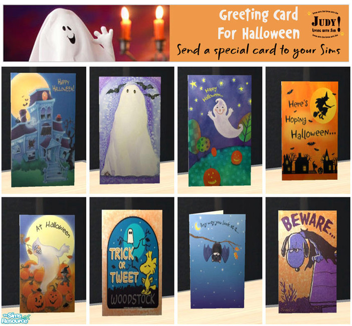 The Sims Resource - Judy Halloween Greeting Stand Card