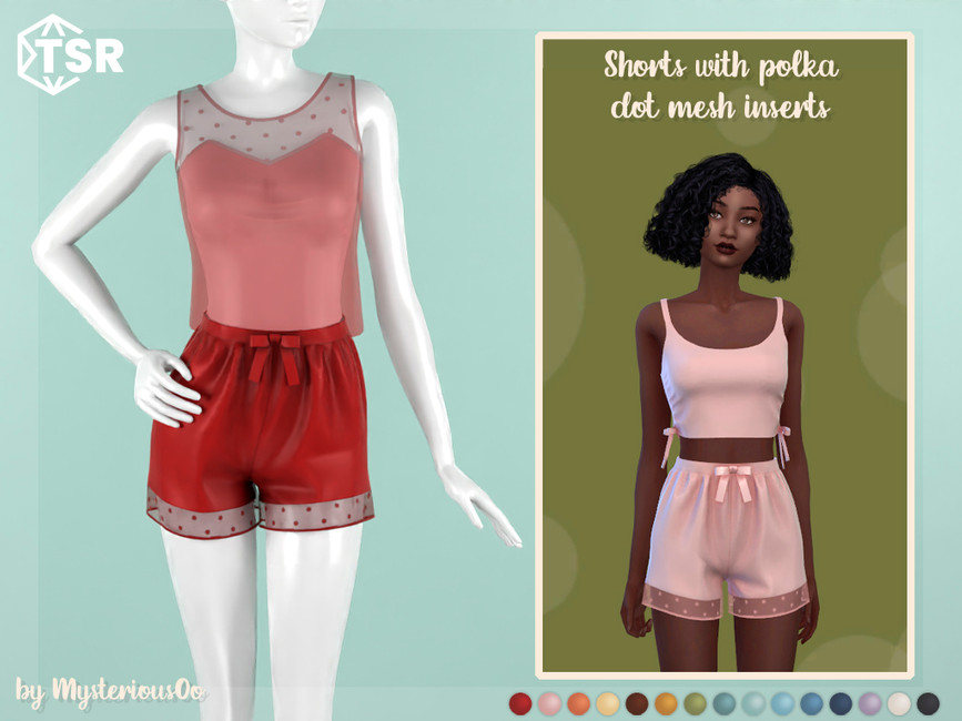 The Sims Resource - Shorts with polka dot mesh inserts