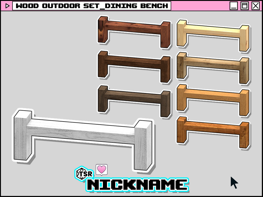 The Sims Resource - wood outdoor set_dining bench