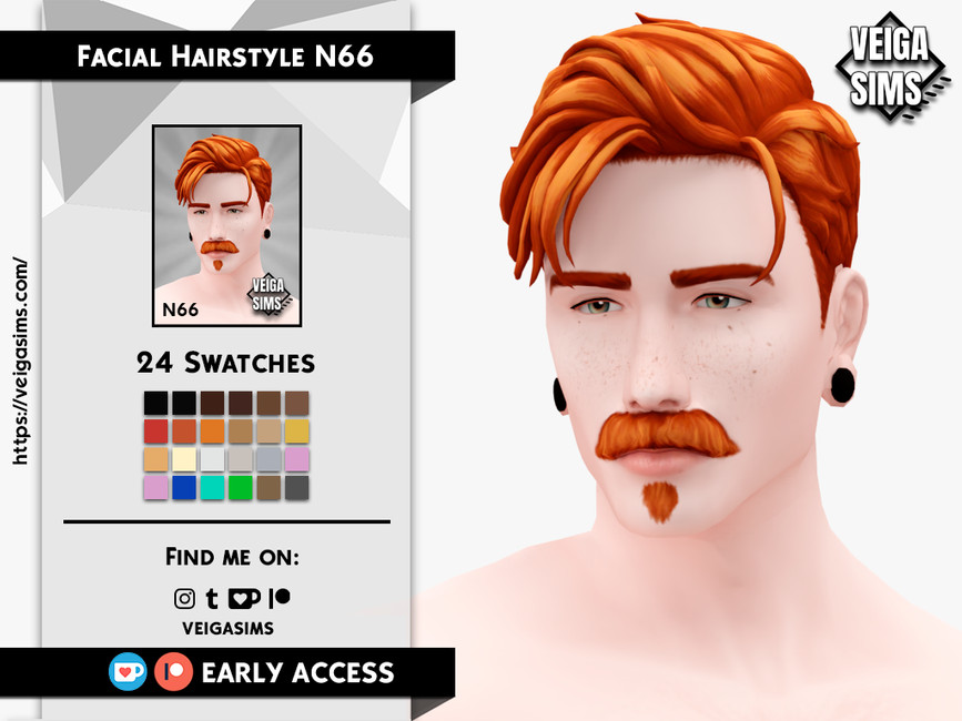 The Sims Resource - [Patreon] Facial Hair Style N66